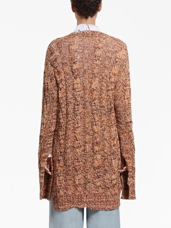 Marni Decorative-stitch Chunky Cable-knit Cardigan - Orange