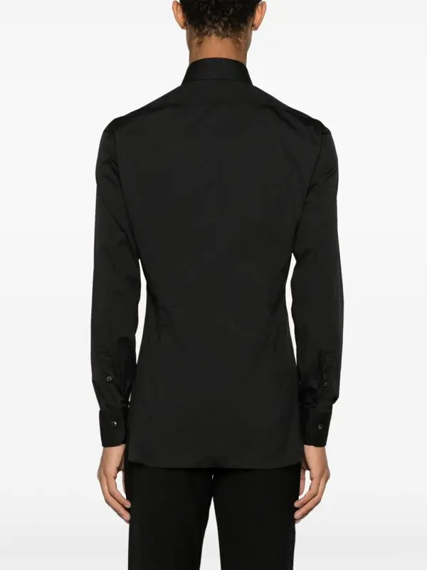 BARBA NAPOLI Spread-collar Button-down Shirt - Black