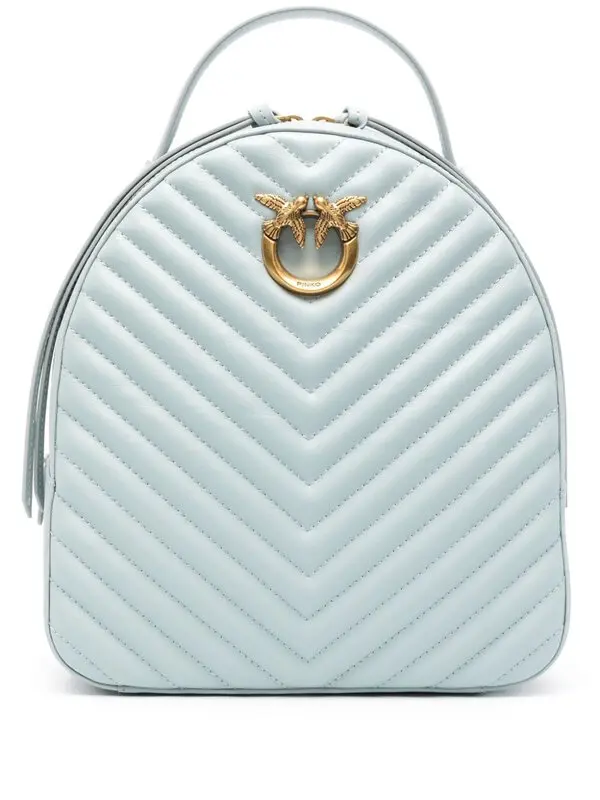 Pinko Love Quilted Leather Backpack - Grey