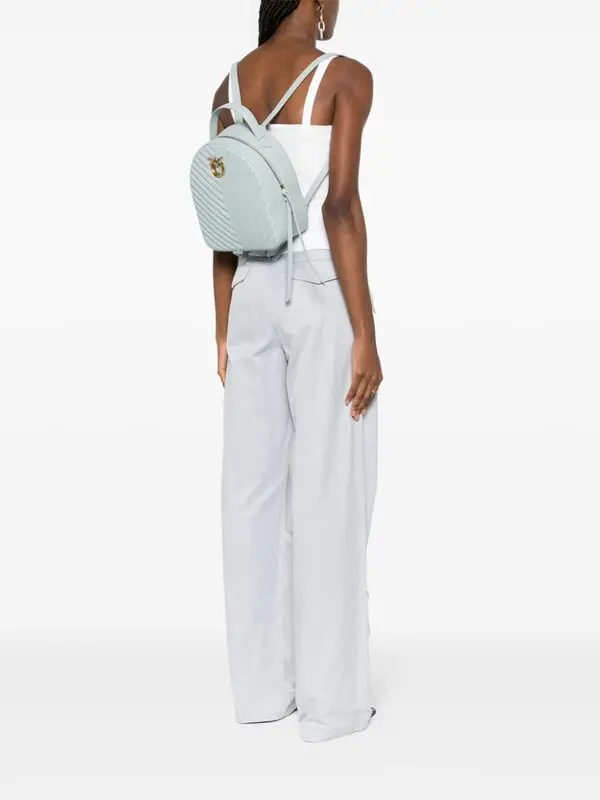 Pinko Love Quilted Leather Backpack - Grey