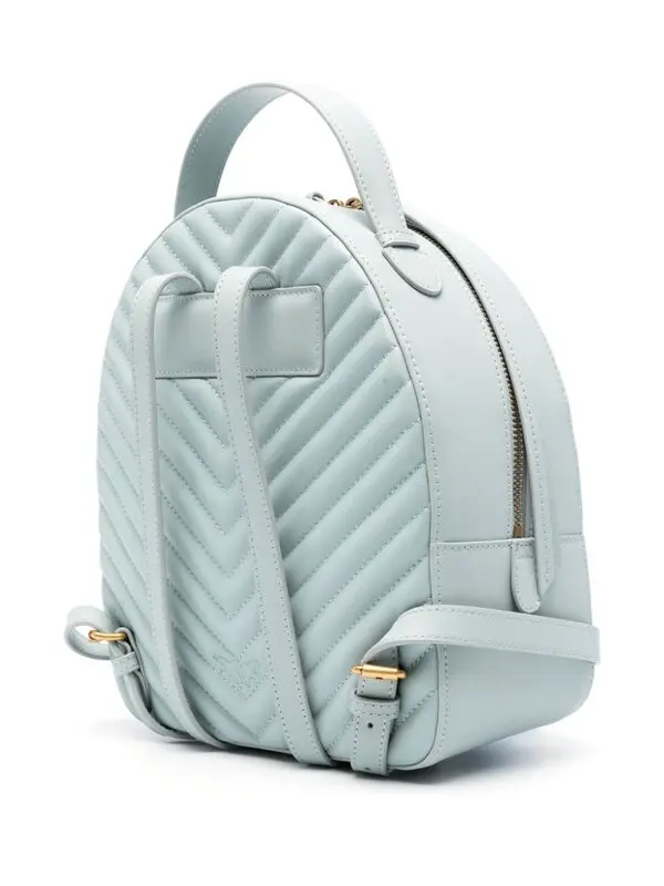 Pinko Love Quilted Leather Backpack - Grey