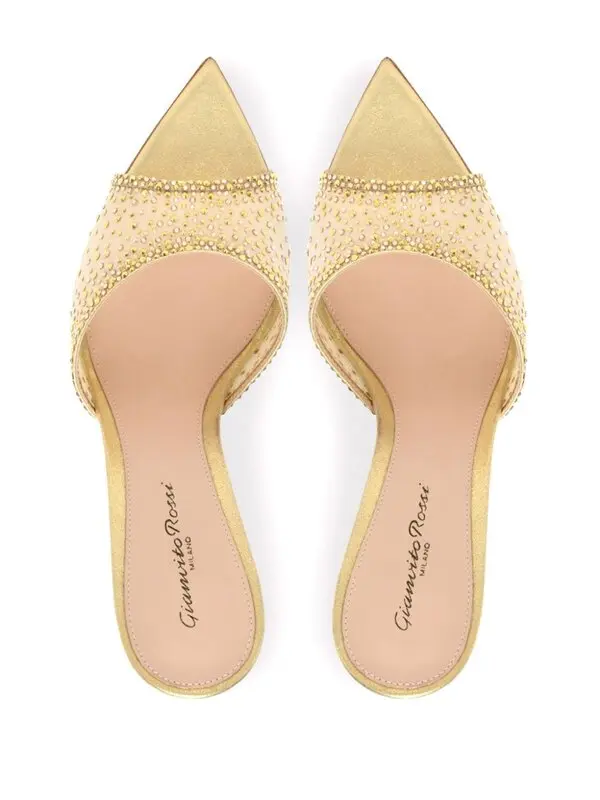 GIANVITO ROSSI Rania 85mm Crystal-embellished Mules - Neutrals