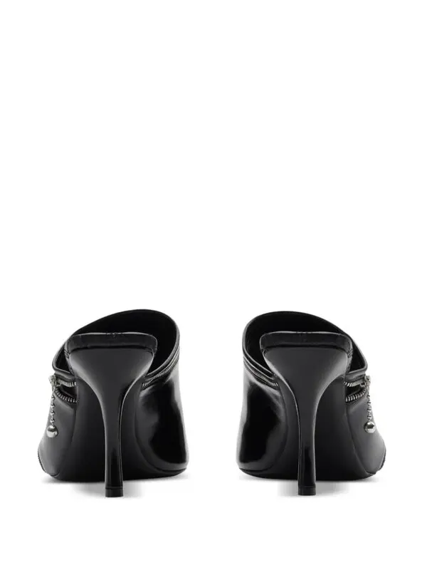 Burberry Peep 85mm Leather Sandals - Black