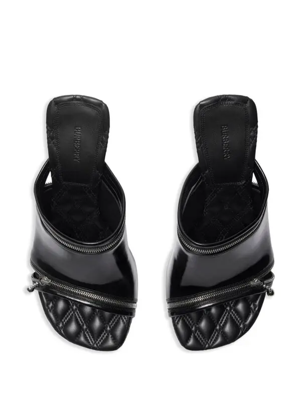 Burberry Peep 85mm Leather Sandals - Black