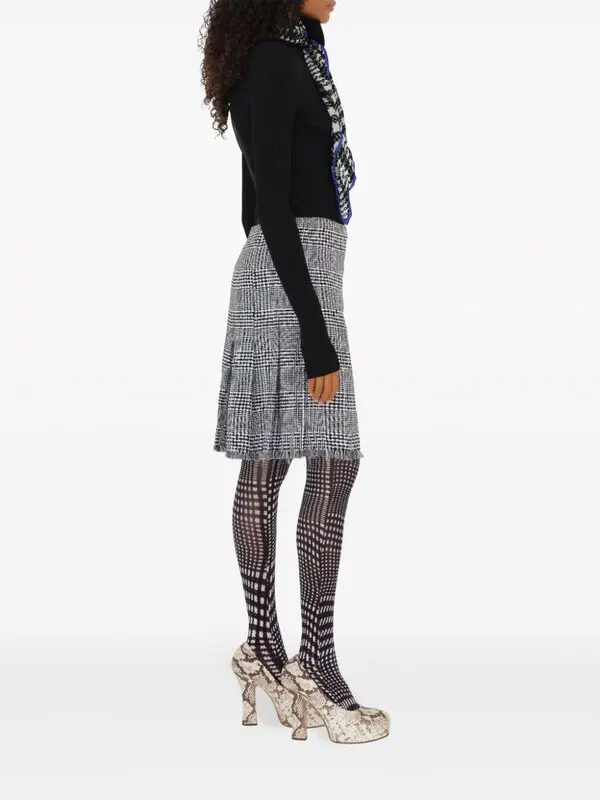 Burberry Plaid Fringed Miniskirt - Black
