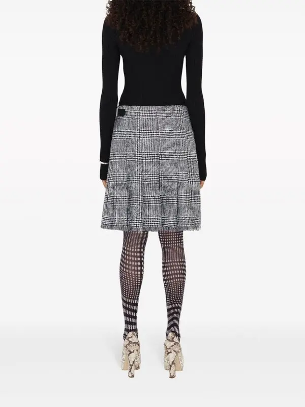 Burberry Plaid Fringed Miniskirt - Black