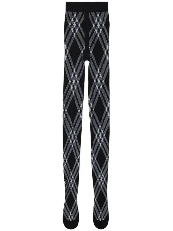 Burberry Check-print Wool-blend Tights - Black