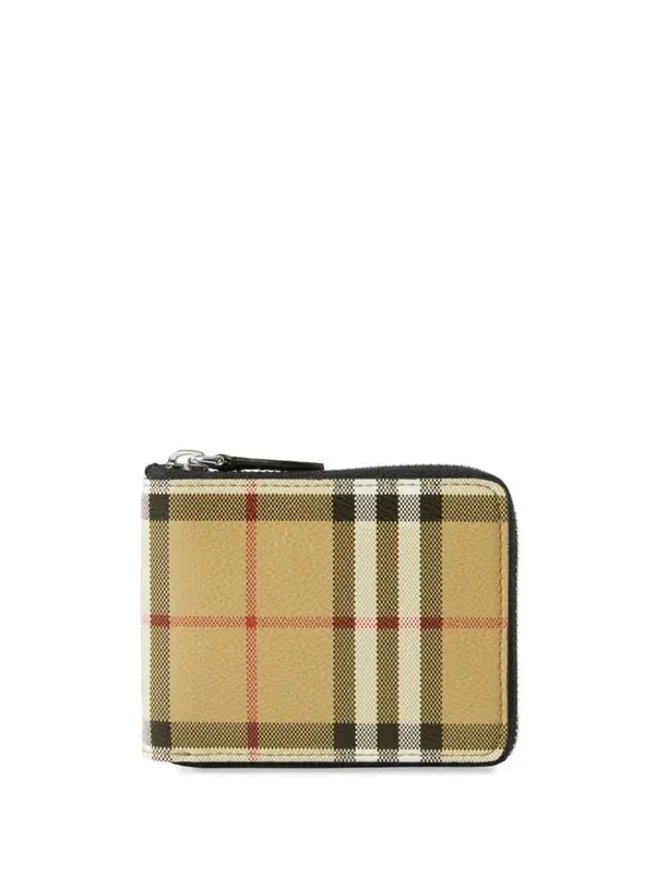 Burberry Checked Zipped Wallet - Brown