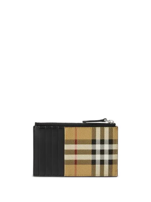 Burberry Check Zip Card Case - Neutrals