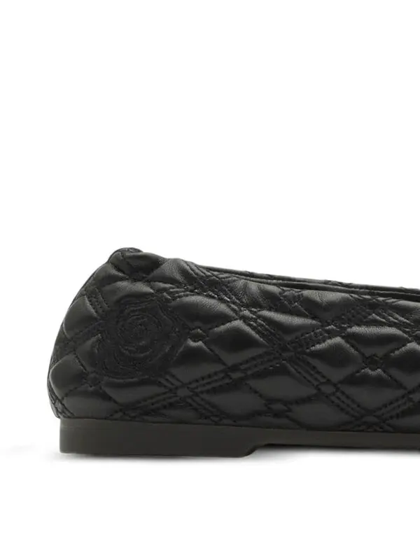 Burberry Equestrian Knight-embroidered Leather Ballerinas - Black