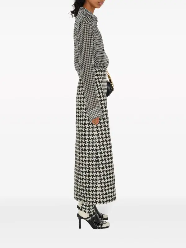 Burberry Houndstooth-pattern Gabardine Cropped Trousers