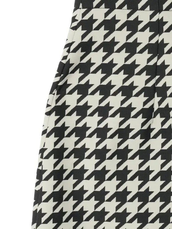 Burberry Houndstooth-pattern Gabardine Cropped Trousers