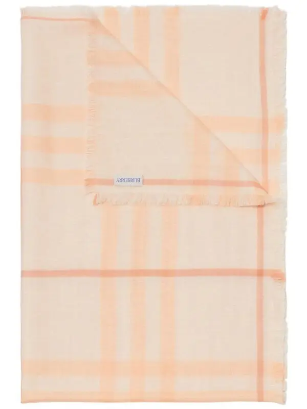 Burberry Checkered Reversible Frayed Scarf - Pink