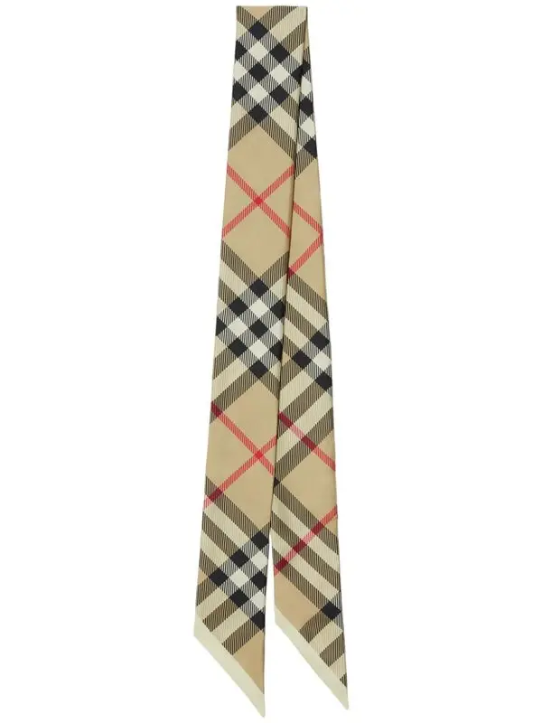Burberry Vintage Check Skinny Silk Scarf - Neutrals