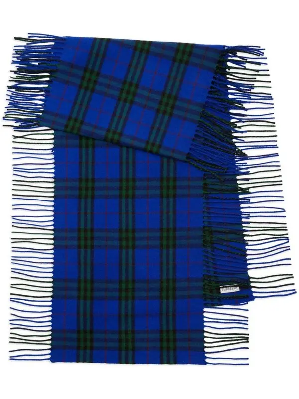 Burberry Check-pattern Cashmere Scarf - Blue