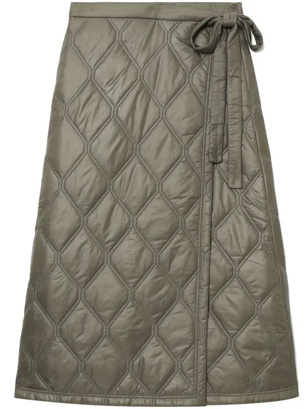 GANNI Quilted Wrap Midi Skirt