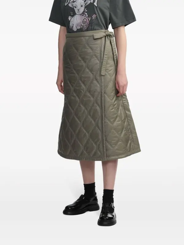 GANNI Quilted Wrap Midi Skirt