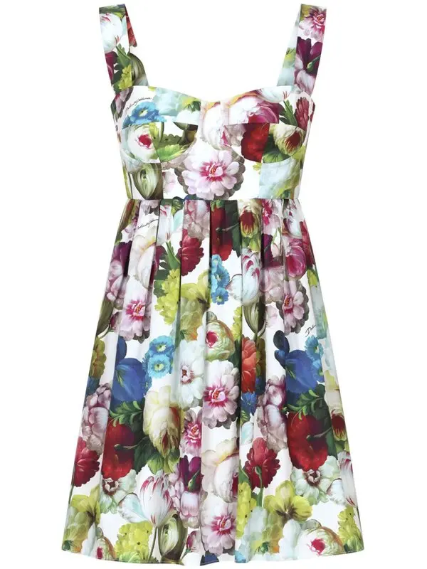 Dolce & Gabbana Floral-print Corset Minidress - White