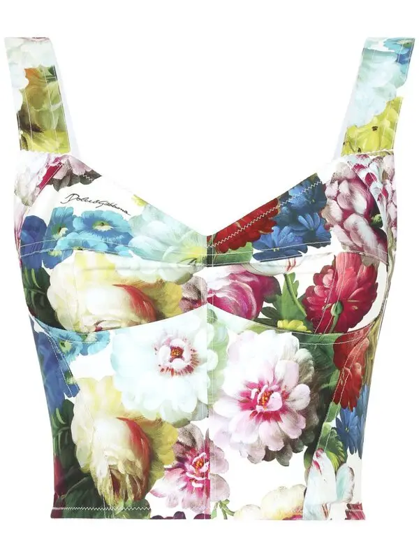 Dolce & Gabbana Floral-print Corset Top - White