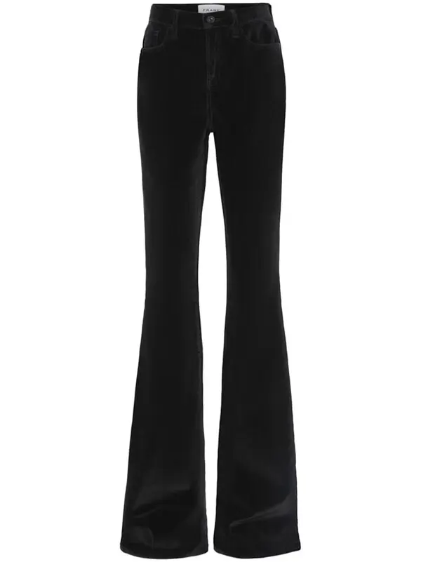 FRAME Le High Flare Velvet Trousers - Black
