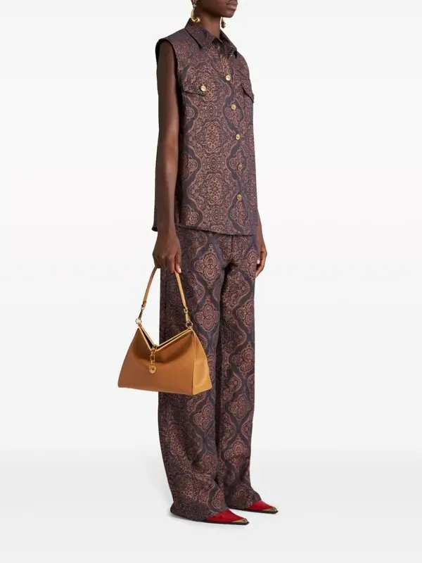 Etro Medium Vela Leather Shoulder Bag - Brown