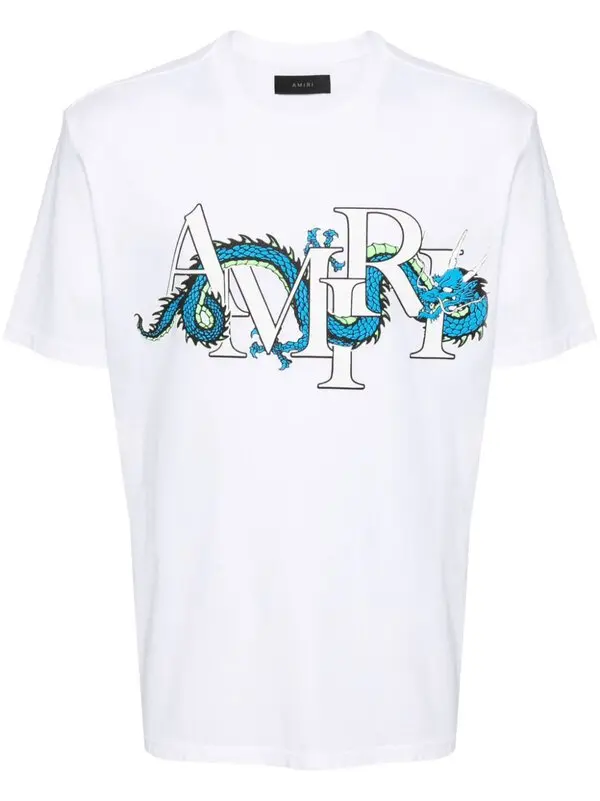 Amiri Dragon-print Cotton T-shirt - White