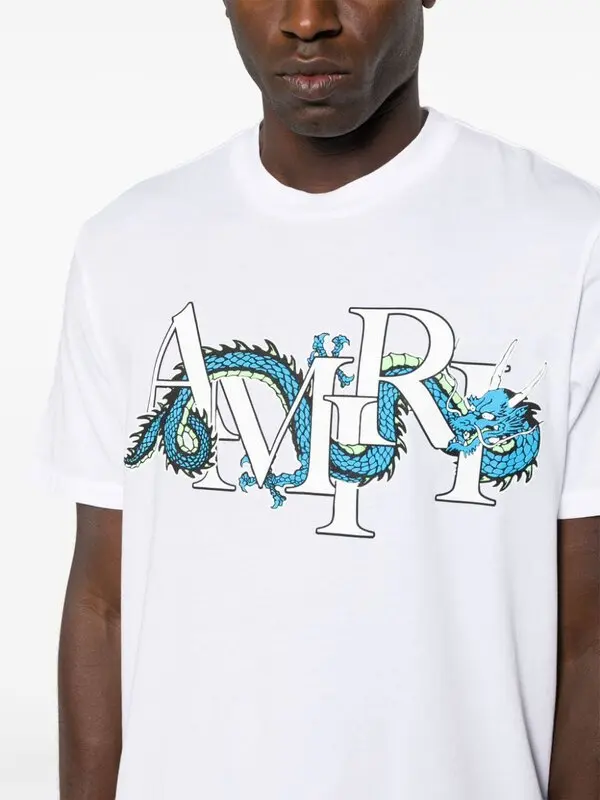Amiri Dragon-print Cotton T-shirt - White