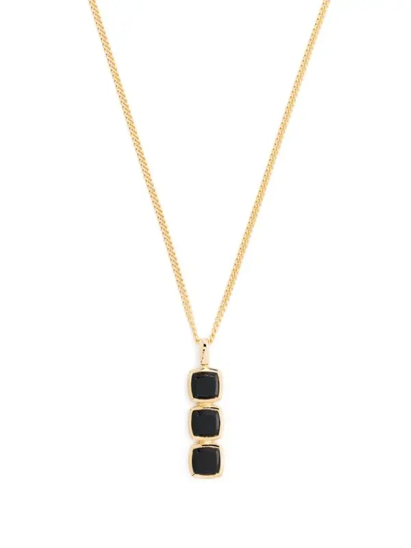 Tom Wood Mini Cushion Onyx Pendant Necklace - Gold