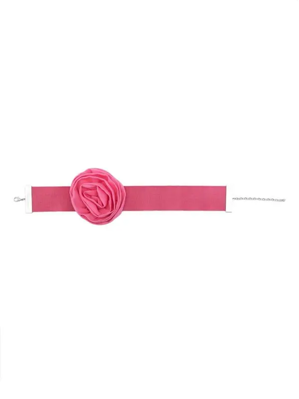 Blumarine Floral Brooch Choker Necklace - Pink
