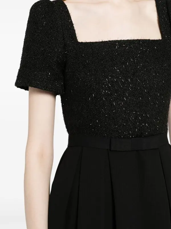 SELF-PORTRAIT Bouclé-panel Midi Dress