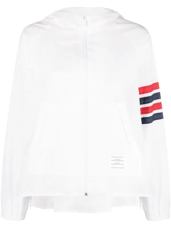 Thom Browne 4-bar Stripe Hooded Jacket - White