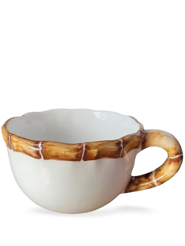 LES-OTTOMANS Bamboo Porcelain Cappuccino Cup - White