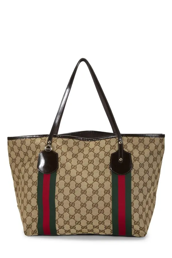 Gucci Original Gg Canvas Jolie Web Tote - Beige