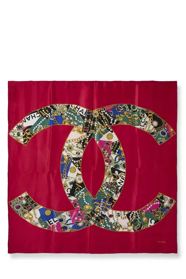 Chanel Silk 'cc' Scarf - Red