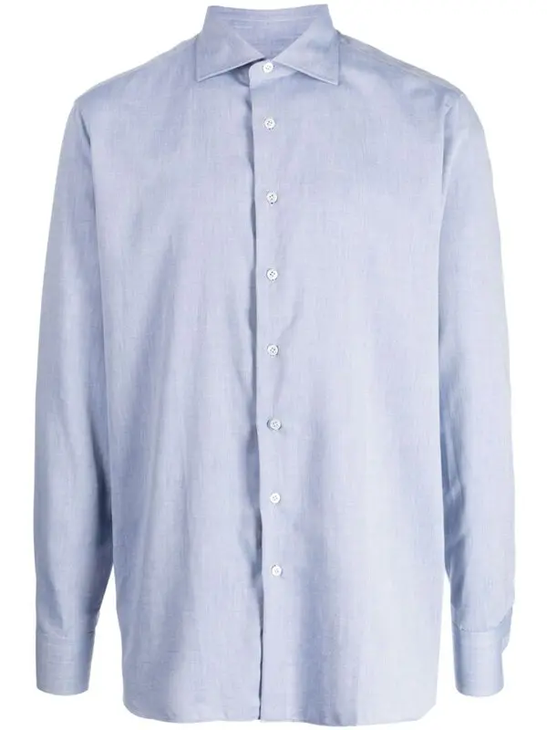 LARDINI Spread-collar Twill Shirt