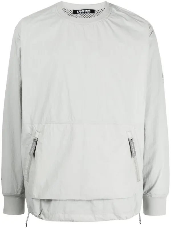 SPOONYARD Zip-pocket Crew-neck Sweatshirt - Grey