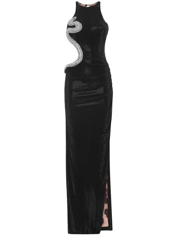 Philipp Plein Sleeveless Crystal Embellished Maxi Dress