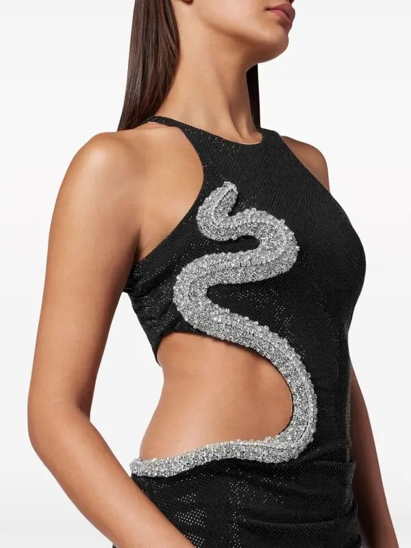 Philipp Plein Sleeveless Crystal Embellished Maxi Dress