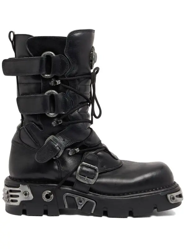 Rabanne X New Rock Buckled Leather Boots