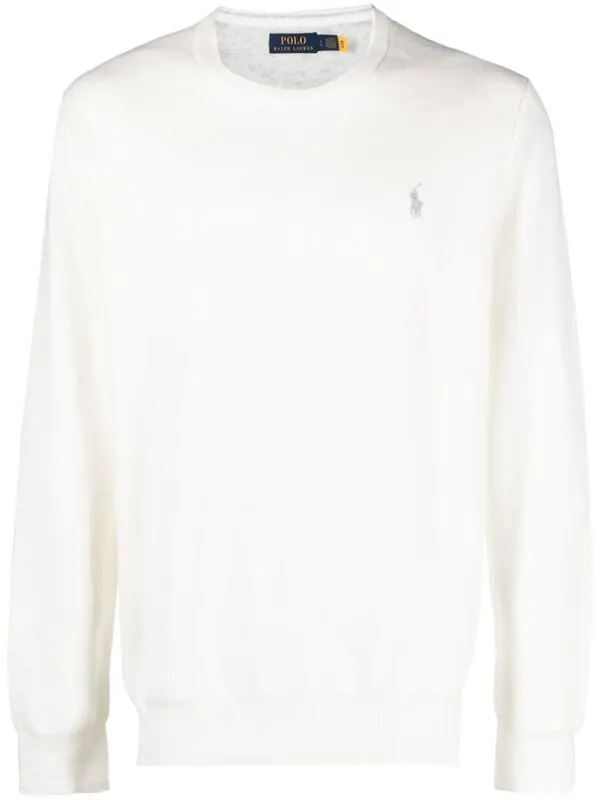 Polo Ralph Lauren Crew Neck Embroidered Sweater - White