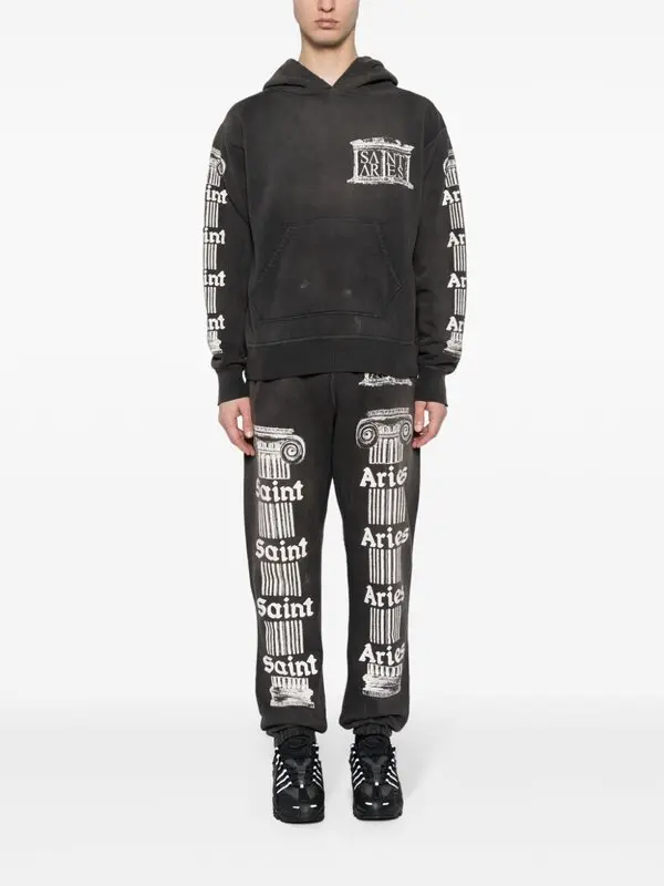 SAINT MXXXXXX Slogan-print Cotton Track Pants