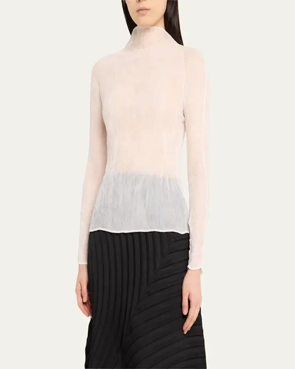 Issey Miyake Chiffon Twist-38 Sheer Top - White