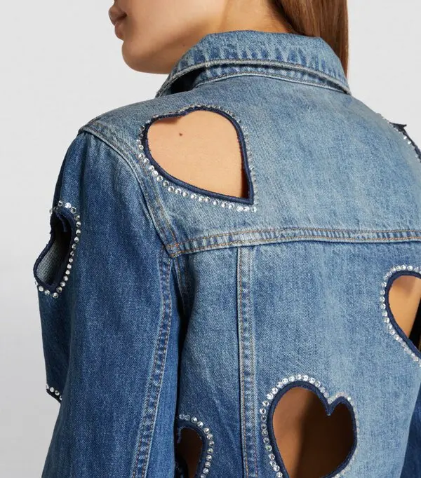 Alice + Olivia Heart Cut-Out Jeff Denim Jacket - Navy | Editorialist