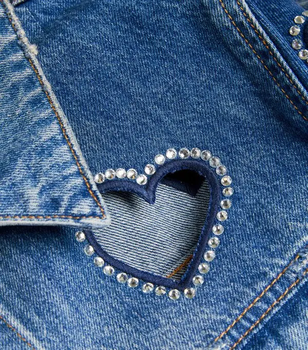 Alice + Olivia Heart Cut-Out Jeff Denim Jacket - Navy | Editorialist