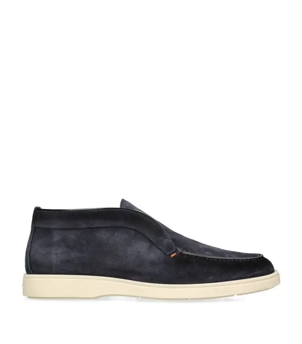 Santoni Suede High-top Loafers - Navy