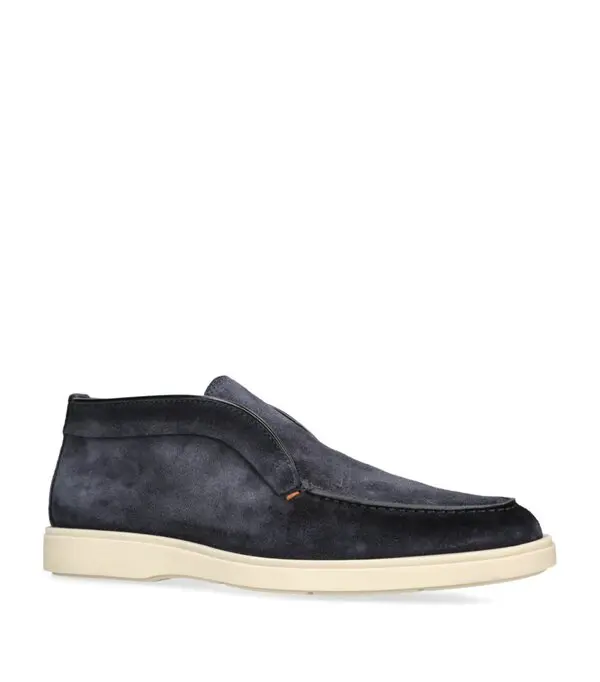 Santoni Suede High-top Loafers - Navy