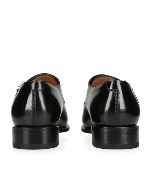 Santoni Leather Carter Double Monk Shoes - Black