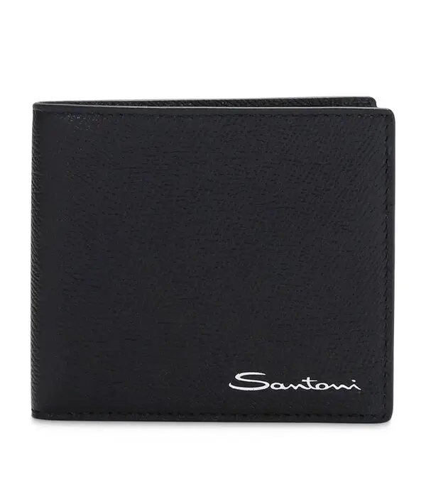 Santoni Textured Leather Wallet - Black