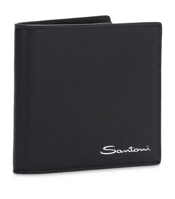 Santoni Textured Leather Wallet - Black