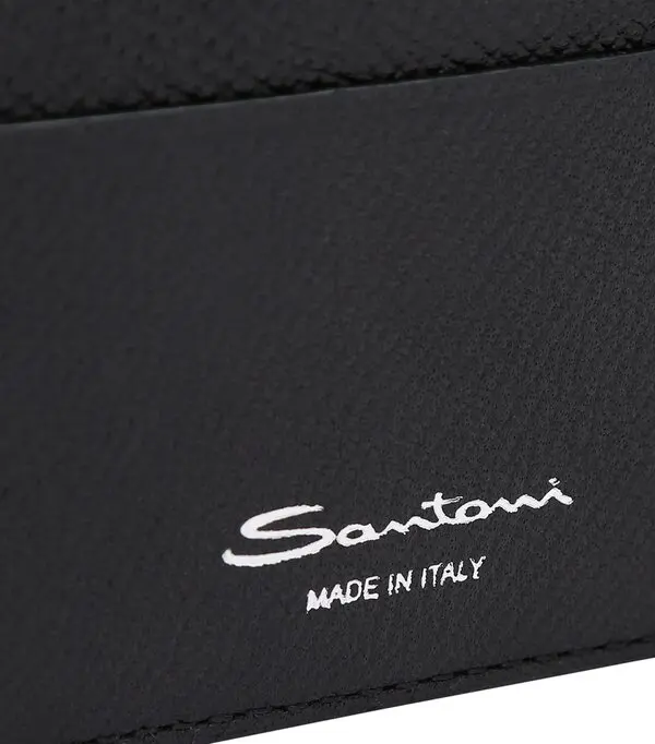 Santoni Textured Leather Card Holder - Black